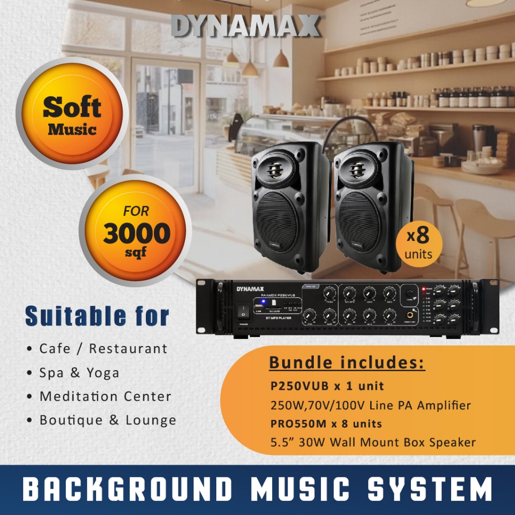 DYNAMAX Background Music System For Cafe, Restaurant, DYNAMAX P250VUB ...