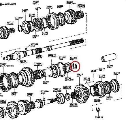 TOYOTA MULTIPLE MODELS TRANSMISSION OUTPUT SHAFT 5TH GEAR SNAP RING ...