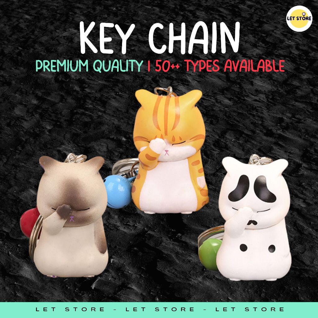[3 Colors] Cute Shy Cat Facepalm Cat Keychains Chubby Kitten Kitty ...