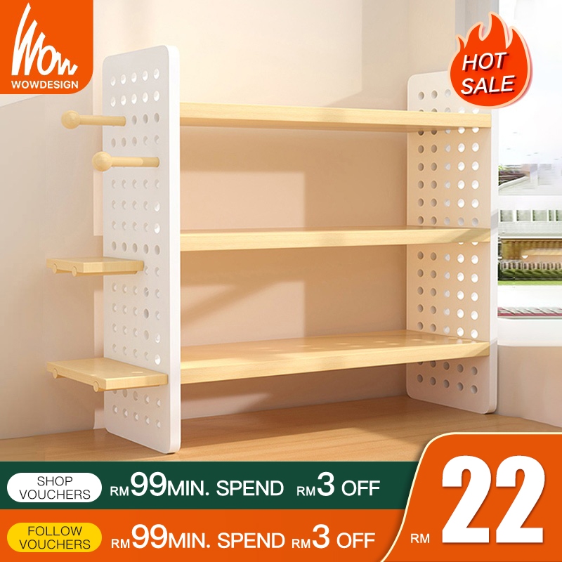 Desktop Rack Tabletop Organiser With Pegboard Desktop Storage Shelf rak ...