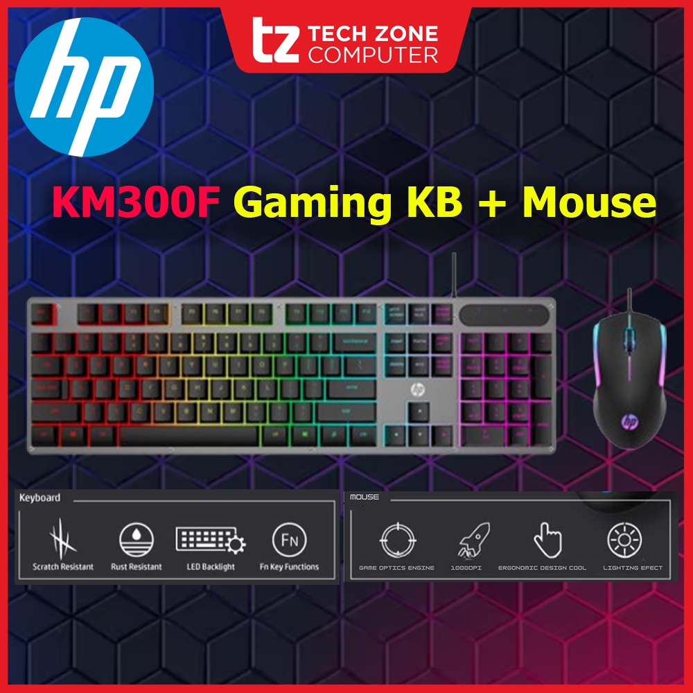 HP KM300F Gaming Keyboard and Gaming Mouse Combo Set (Wired) LED ...