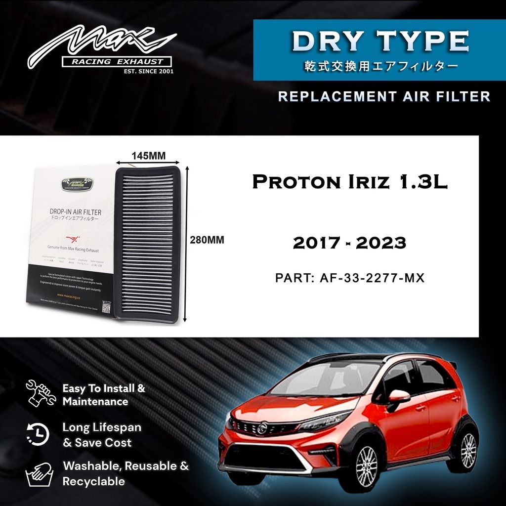 Proton Iriz 1.3L 2017-2023 33-2277MX Max Racing Exhaust Performance ...