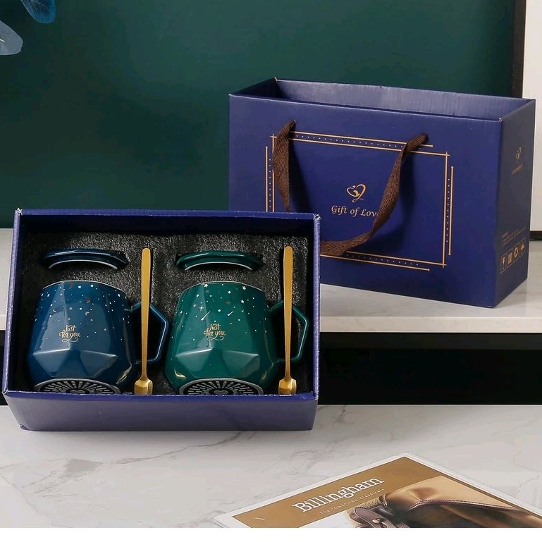 【EONMIR】Creative European Ceramic Mug Diamond Cup Couple Cup Coffee Cup ...