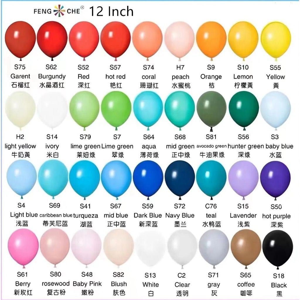 **Ready Stock 100pcs 12inch Latex Balloon Feng Che Standard Qualatex ...