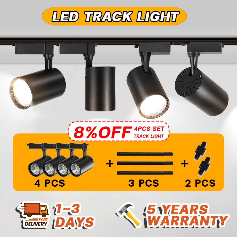 LED Track Light Magnetic Lampu spotlight 12W 20W 30W 40W Complete Set ...