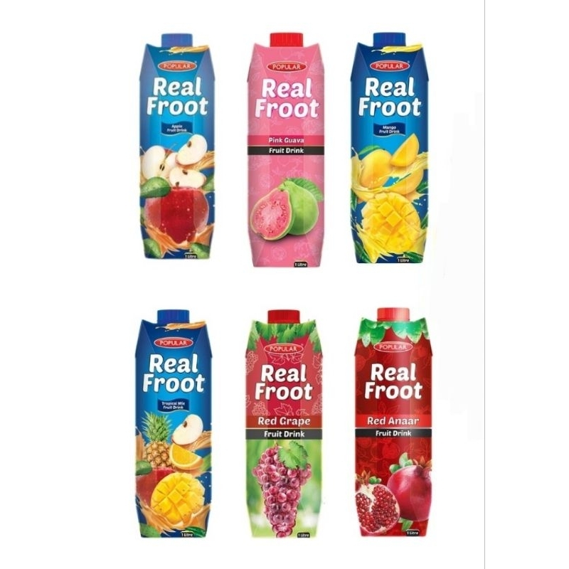 Popular Real Froot Fruit Juice (1L) Pink Guava / Pomegranate / Tropical ...