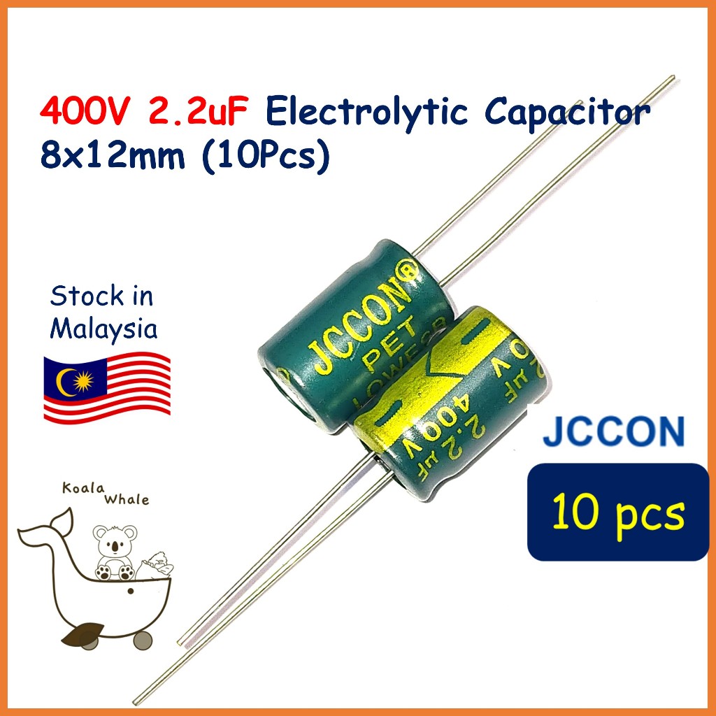 10PCS 400V 2.2uF Electrolytic Capacitor Kapasitor Elco 400V2.2UF 8x12mm ...