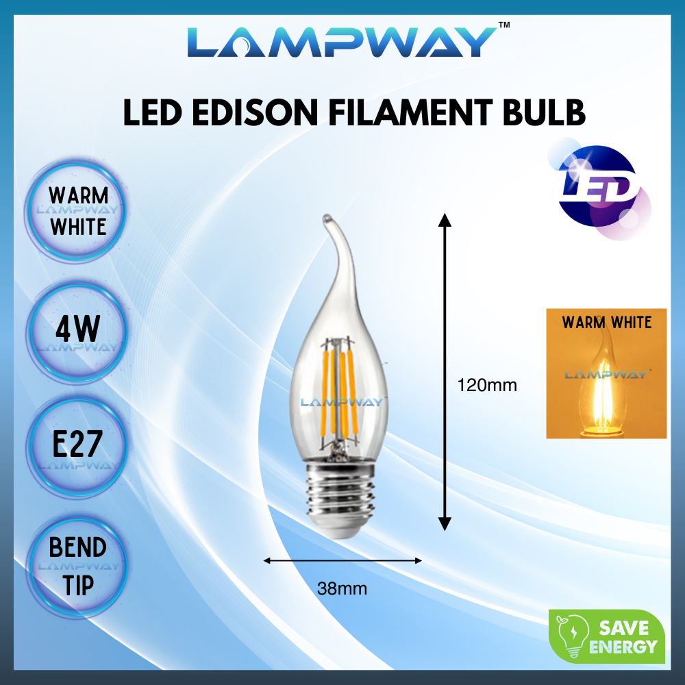 💥💥SPECIAL OFFER💥💥4W E27 E14 Led Edison Filament Bulb A60, candle C35 ,ping pong G45 ,ST64 and ...