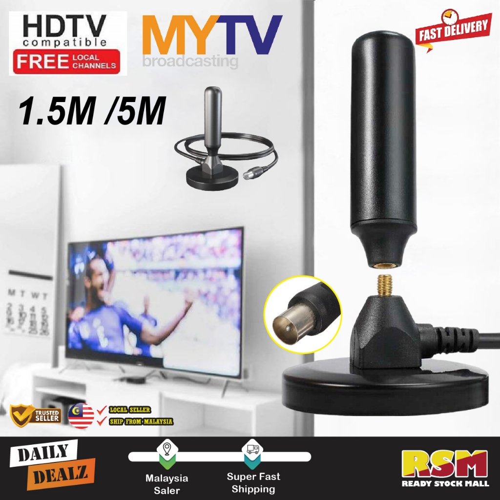 DVB-T2 Magnetic Aerial TV Antenna Signal Amplifier Receiver Booster ...