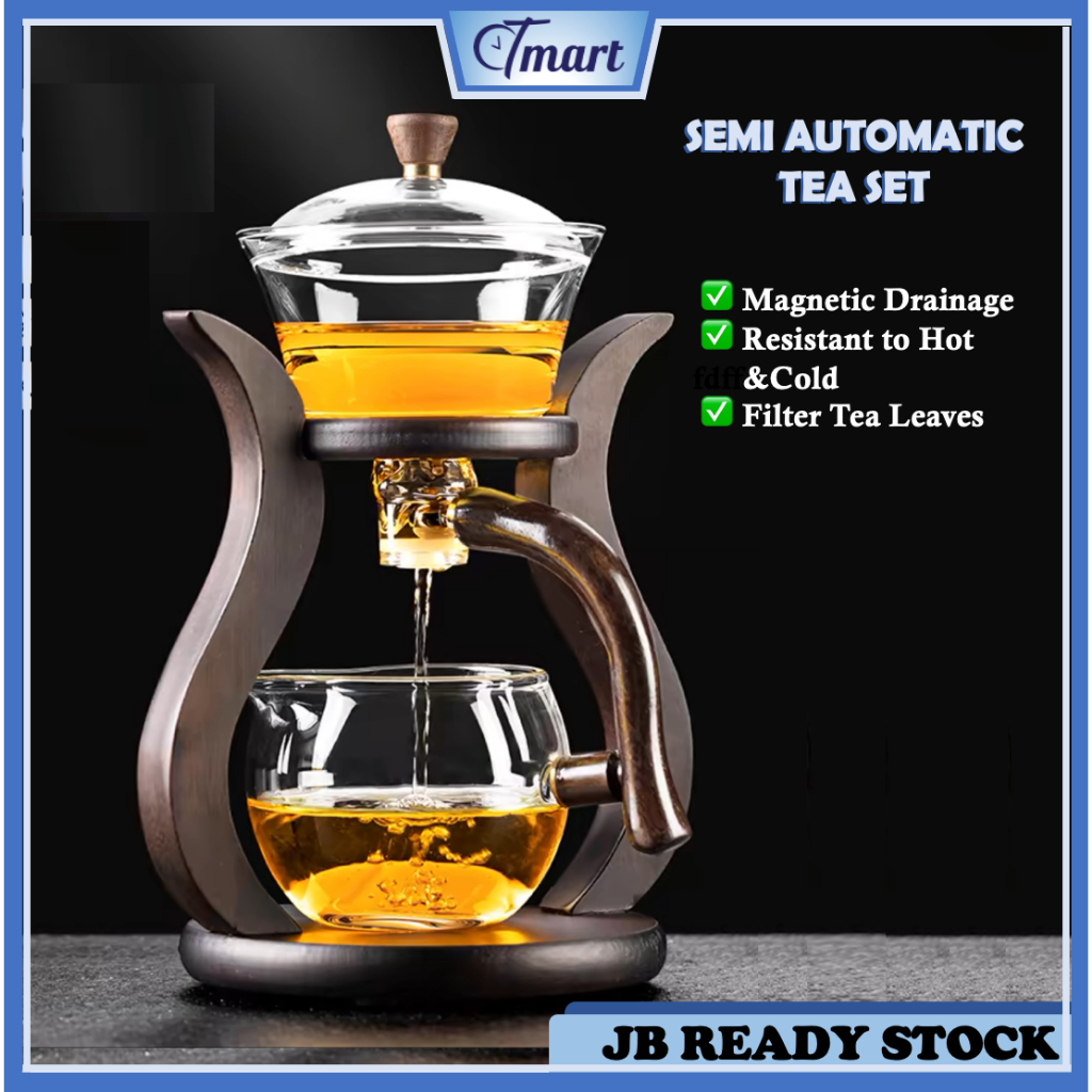 Semi Automatic Tea Set Glass Teapot Viral 懒人泡茶神器 | Shopee Malaysia