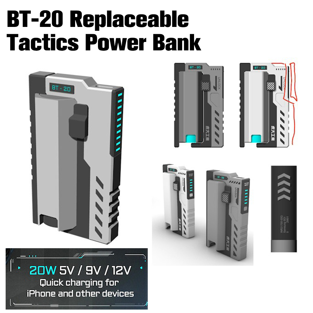 BT-20 Tactical Power Bank Technology Style Creative Model Replaceable ...