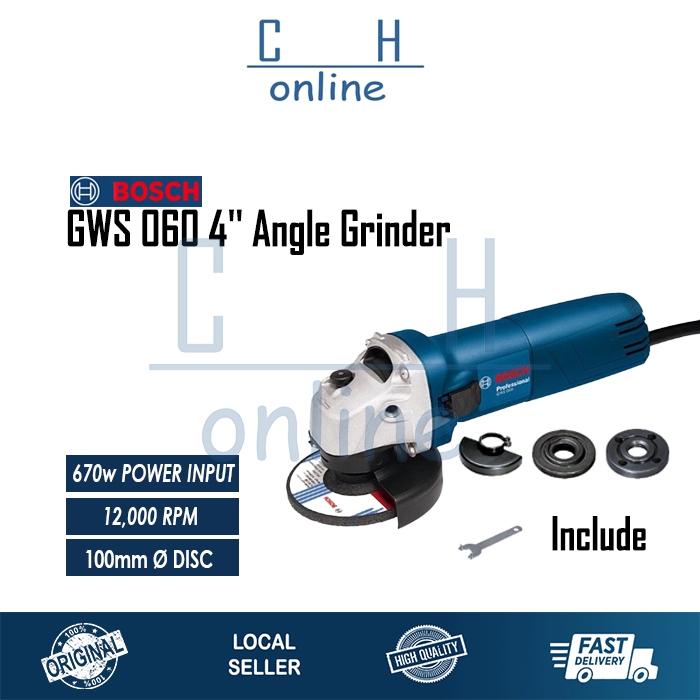 BOSCH GWS 060 4'' Angle Grinder Without Cutter Disc - 06013756L0 ...