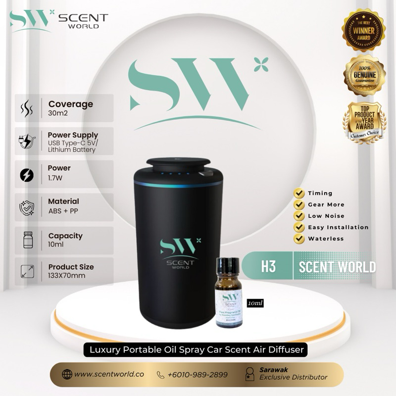 H3 Custom Portable Oil Spray Car Scent Air Diffuser Scent World ...