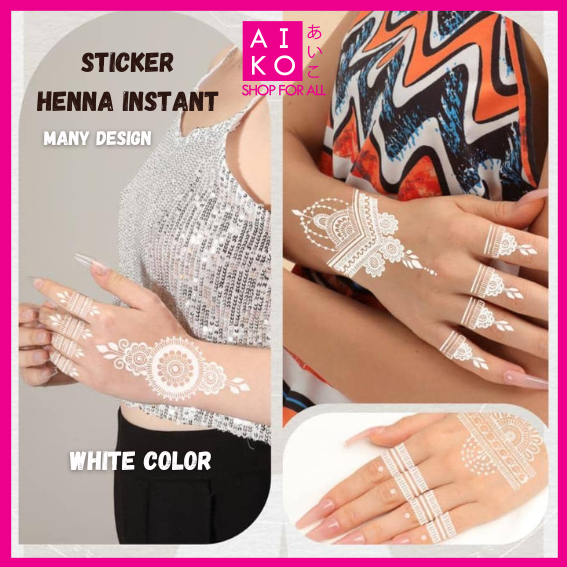 (AIKO) HENNA INSTANT INAI TATTOO STIKER WHITE INAI PENGANTIN / TUNANG ...