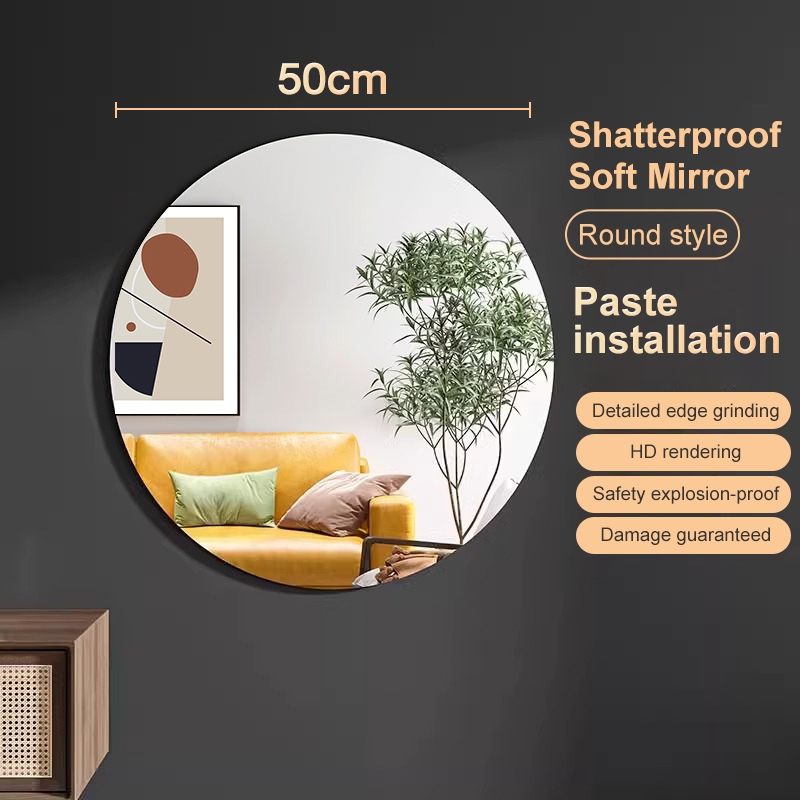 LI- Acrylic Round Mirror Mirror Sticker Wall Self-Adhesive Bathroom ...