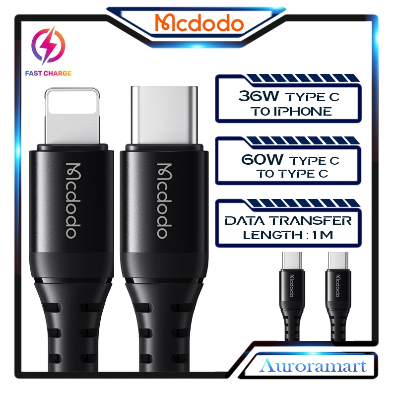 Mcdodo Original Cable Fast Charging 36W Type C To iPhone Cable 60W Type ...