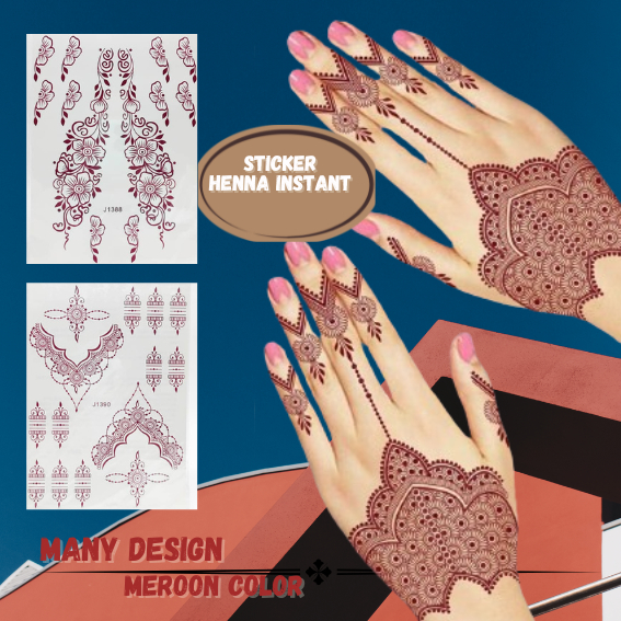 HENNA INSTANT INAI TATTOO STIKER MEROON INAI PENGANTIN / TUNANG / NIKAH ...