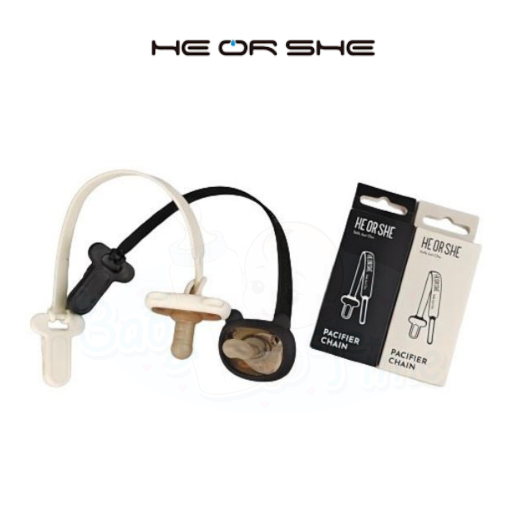 He Or She Pacifier Chain Black/ White/ Pink/ Brown Pacifier Clip Tali ...