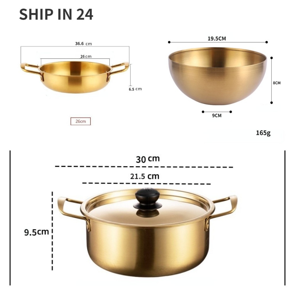 3 styles Korea Ramen Pot Noodle Golden Periuk masak maggie Pots With ...