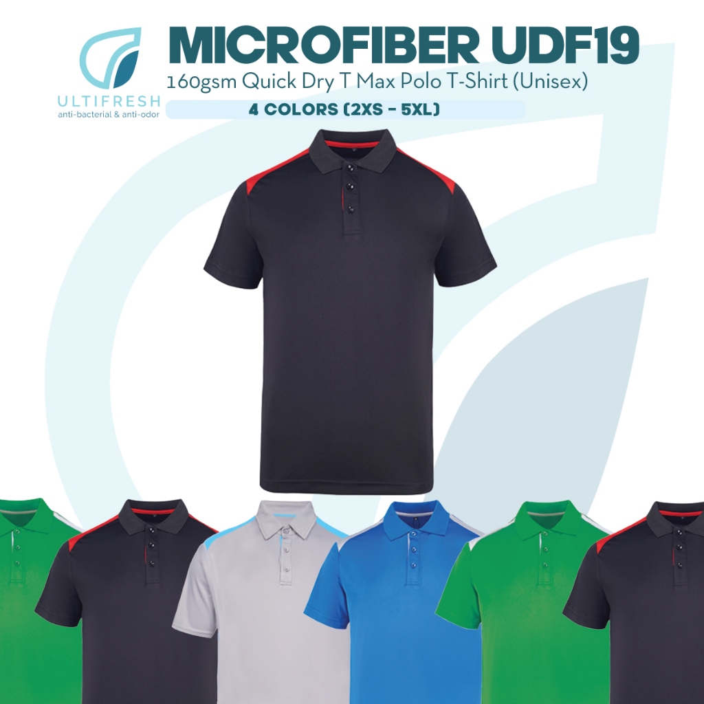 ULTIFRESH Microfiber Interlock T Max Polo T-Shirt Unisex 160gsm Plain ...