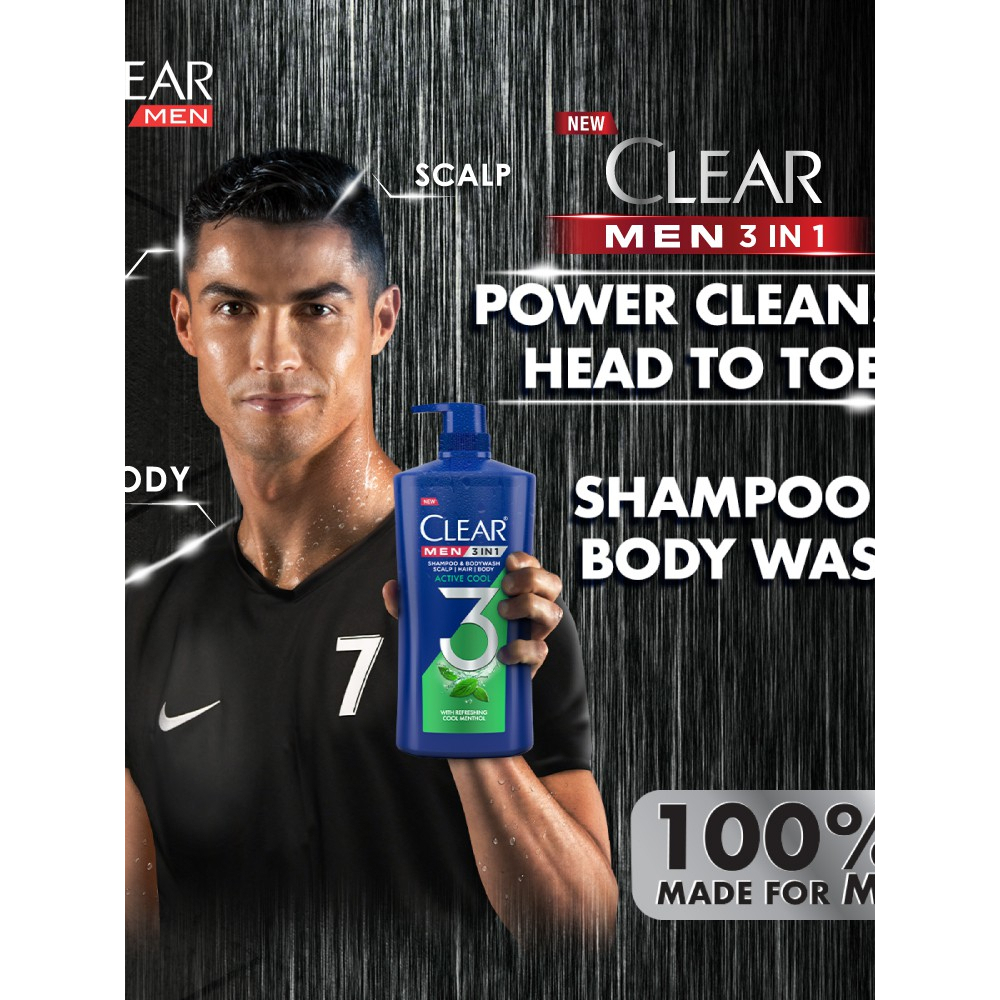 Clear Men 3in1 Body Wash & Shampoo Active Cool 618ML | Shopee Malaysia