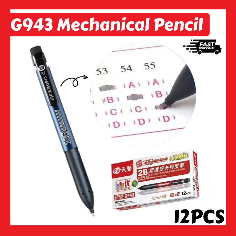 【12PCS】G943 Pensil Khat / Mechanical Pencil / Calligraphy Khat / Pencil Tulis Jawi 2B 1.8mm ...
