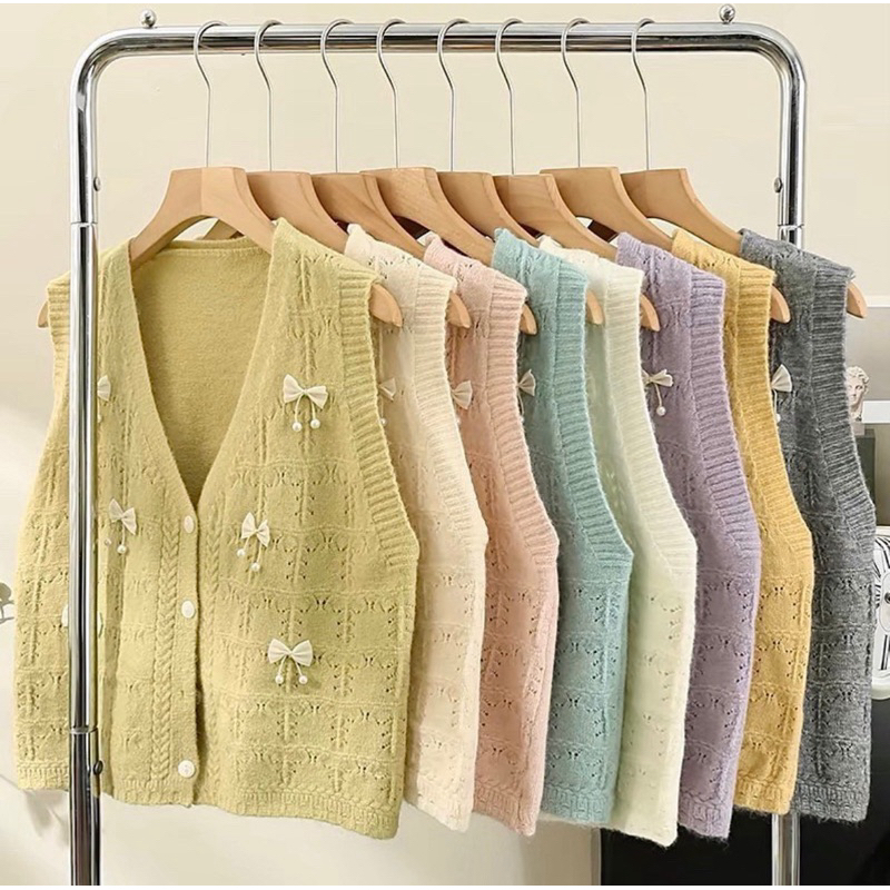 Ribbon Vest Knit Korean Woman Fashion Muslim Muslimah | Shopee Malaysia