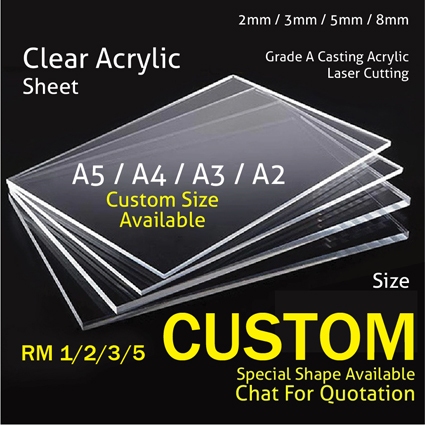 Acrylic Sheet/Perspex A5/A4/A3/A2 Casting Acrylic / Grade A / Perspex ...