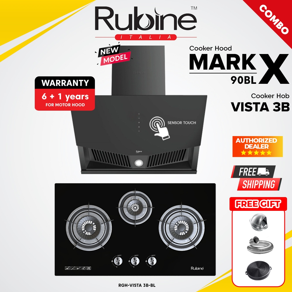 Rubine Arch-Glass Hood RCH-MARK X-90BL + Built-In Hob | Shopee Malaysia