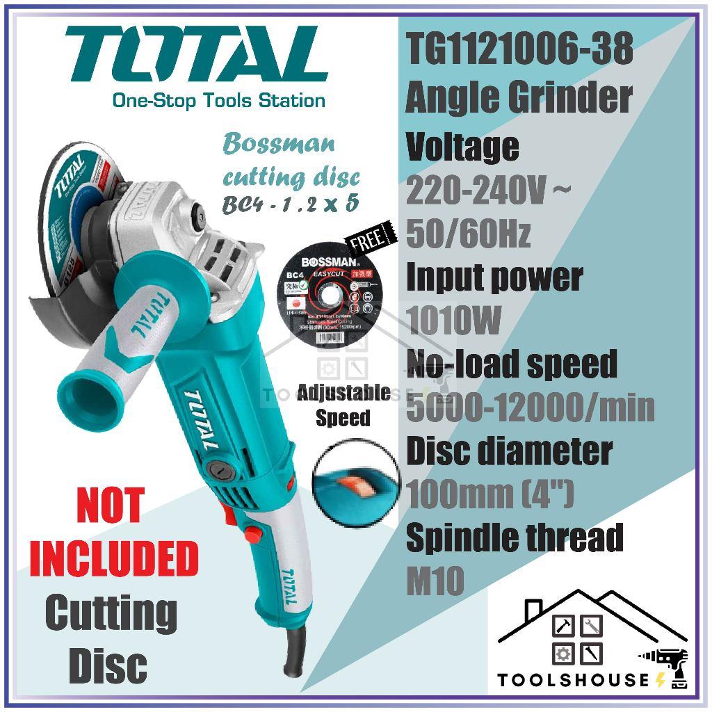 Total TG1121006-38 Angle Grinder 角磨机 1010W (4") (Adjustable Speed) | Shopee Malaysia
