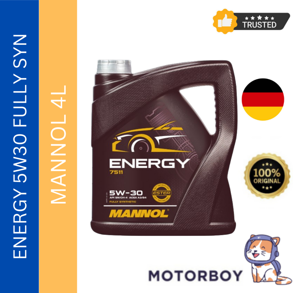 MANNOL ENERGY 5W30 7511 FULL SYNTHETIC ENGINE OIL GERMANY 4L | Shopee ...