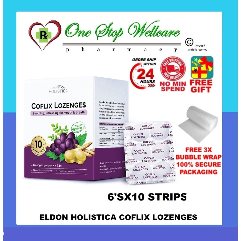 (EXTRA 2 GIFTS) ELDON HOLISTICA COFLIX LOZENGES 10X6'S (1 BOX) (EXP:03/ ...