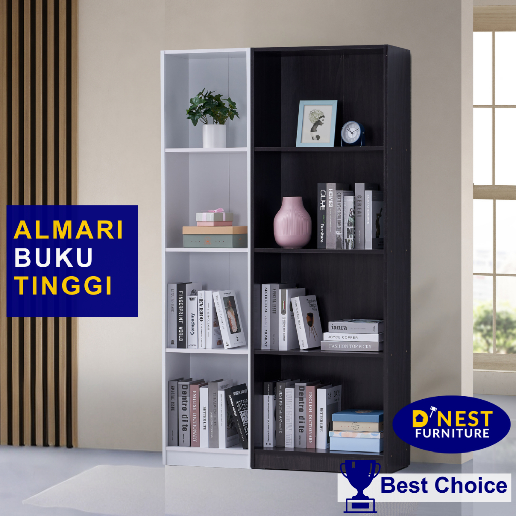 Almari Buku Tinggi | Rak Buku (6 Designs) Book Shelf | Display Cabinet ...