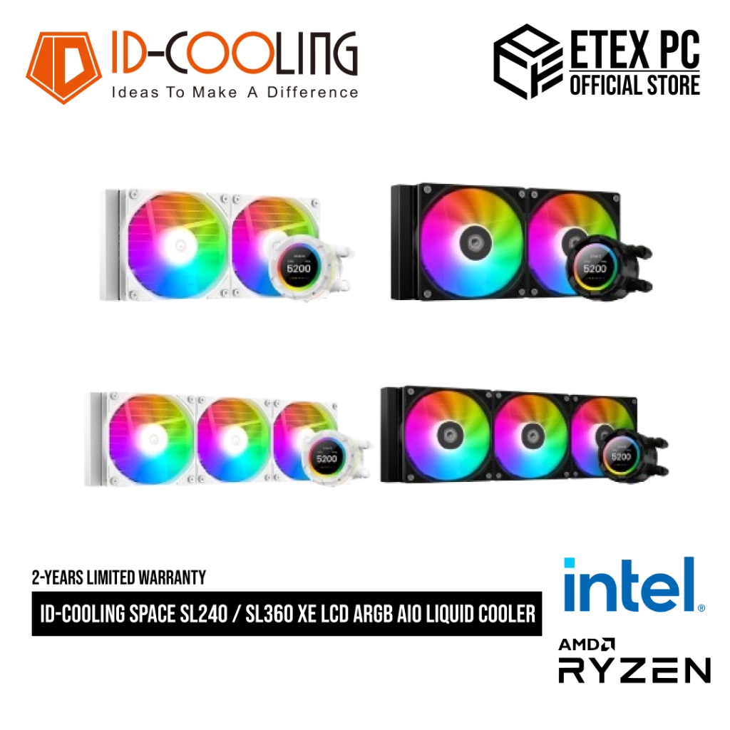 ID-COOLING Space SL240 / SL360 XE LCD ARGB AIO Liquid Cooler - Black ...
