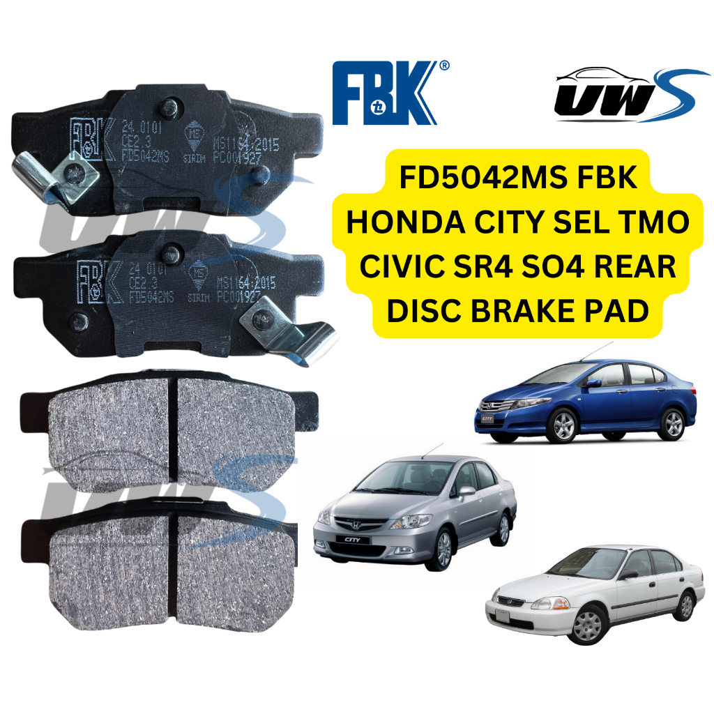 FD5042MS FBK HONDA CITY SEL TMO CIVIC SR4 SO4 REAR DISC BRAKE PAD ...