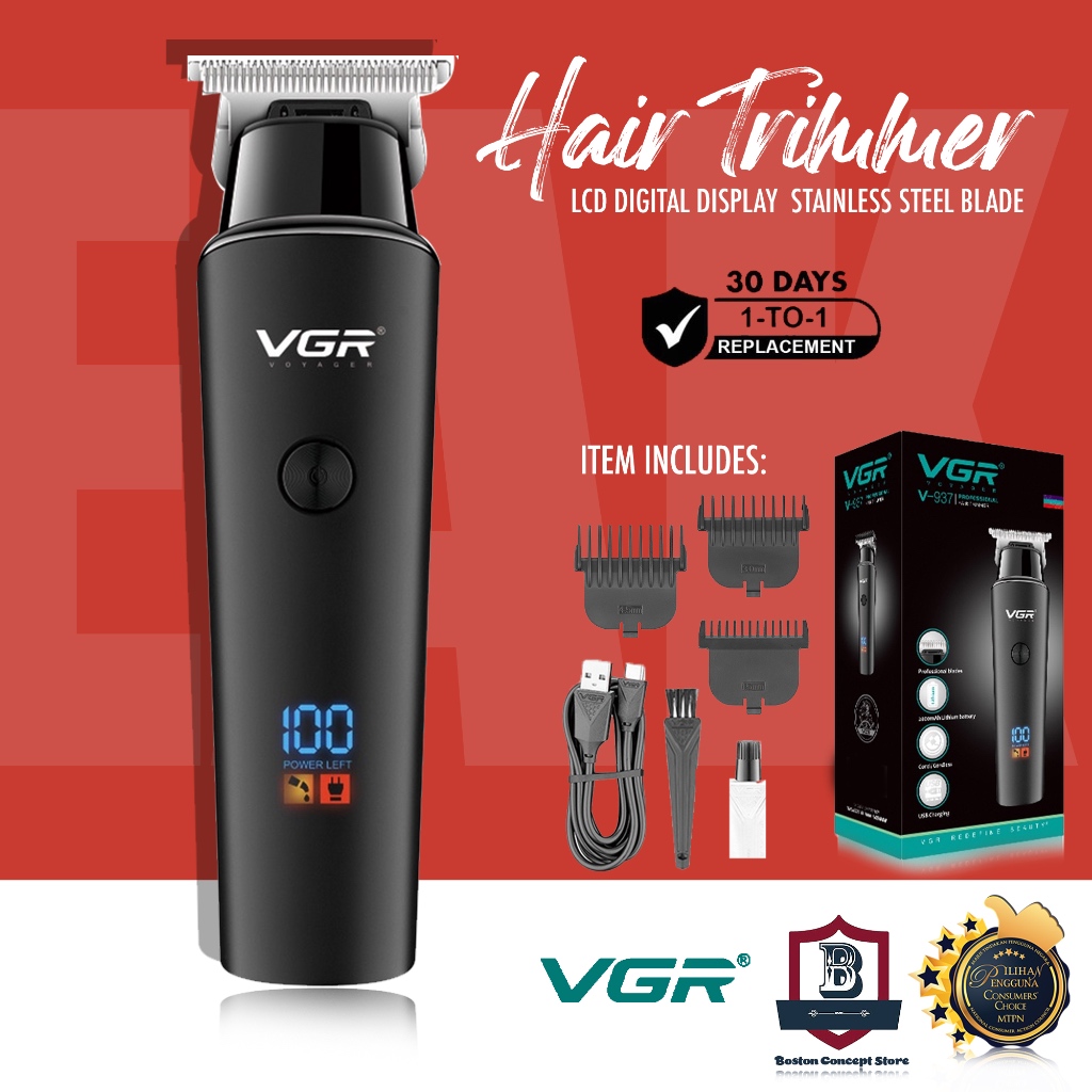 VGR V-937 Adult Hair Trimmer LCD Digital Display Hair Clipper Hair Salon Special Black Trimmer ...
