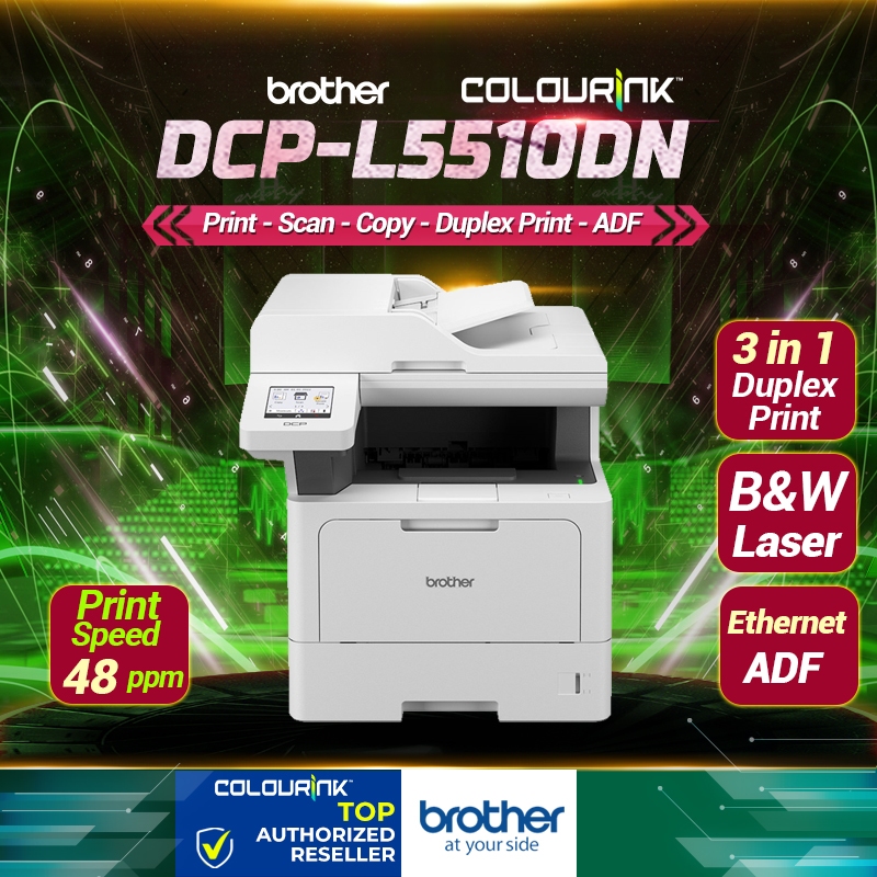 Brother DCP-L5510DN A4 Mono Laser Printer Print Scan Copy Network ADF Auto 2-sided Duplex ...