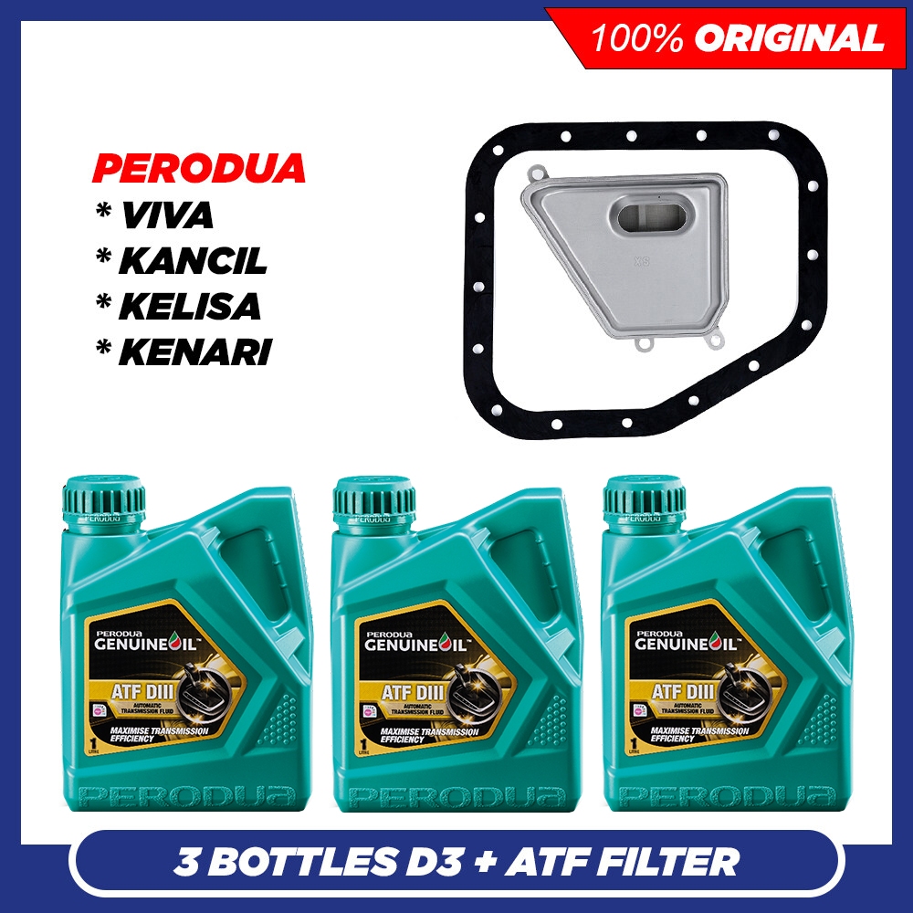 (WITH AUTO FILTER SET) PERODUA AUTO TRANSMISSIONATF FLUID D3 (3L) Viva ...