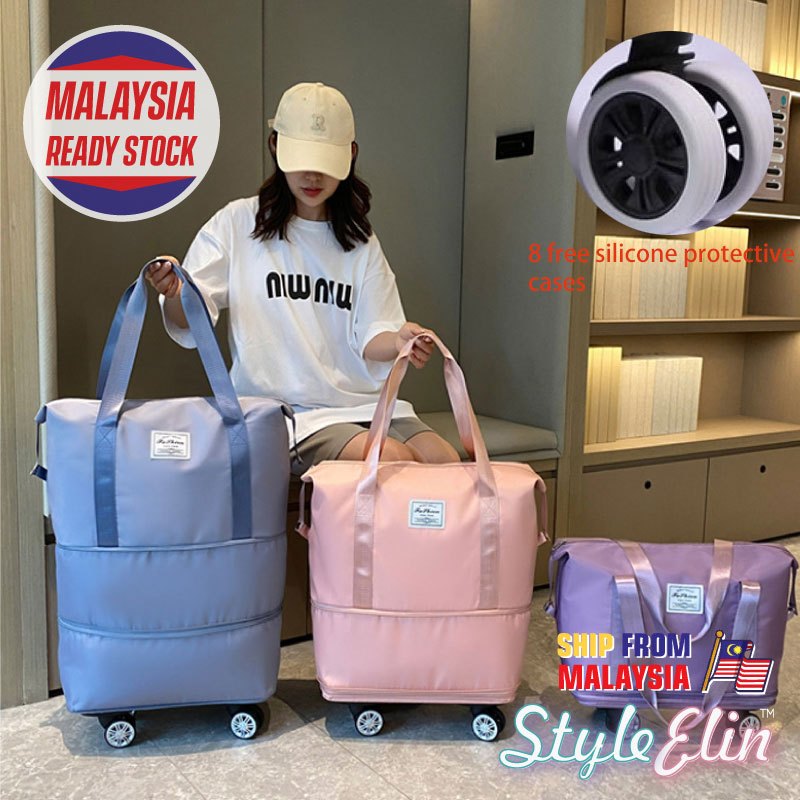 Large Capacity Roller Travel Bag Portable Double Layer Extendable Bag ...