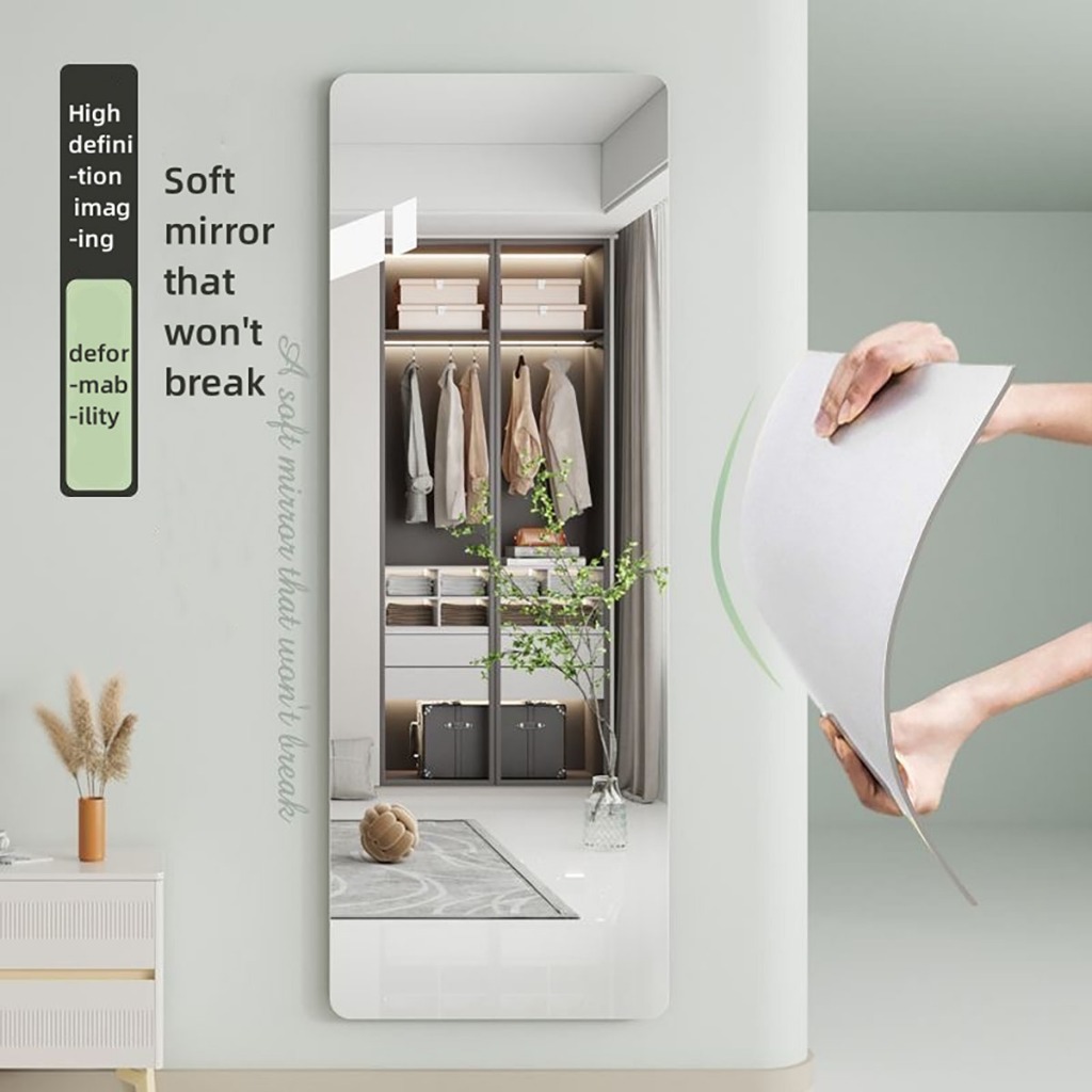 ACRYLIC UNBREAKABLE MIRROR NON-GLASS 30CM BENDABLE CERMIN WALL MIRROR ...