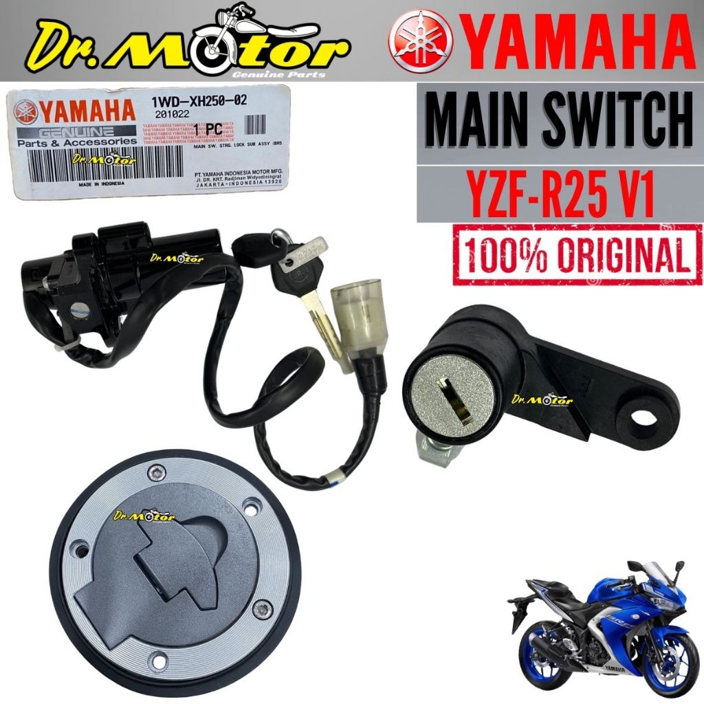 YZF-R25 V1 R25 Main Switch Key Lock Full Set Suis Kunci Keyset Complete ...