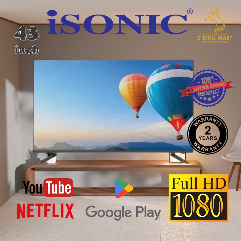 iSONIC Frameless Android Smart LED TV 43" ICT-S4328F Digital TV Mobile ...