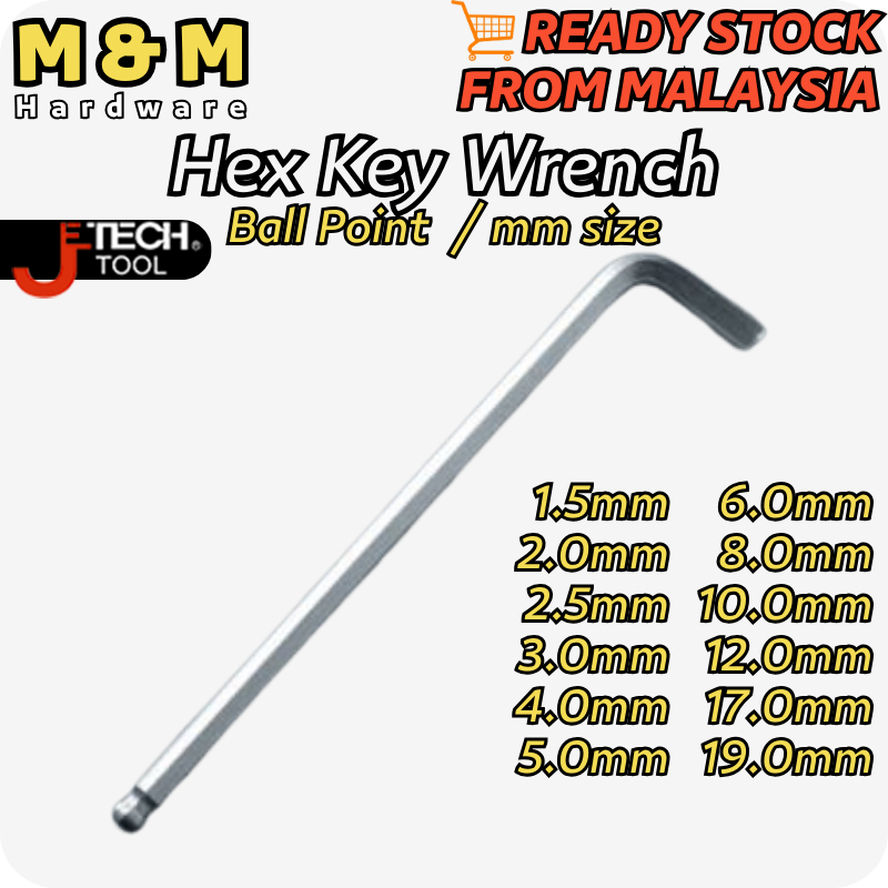 JeTech Hex Key Wrench Allen Key Wrench Alloy Steel 1.5mm - 10mm ...