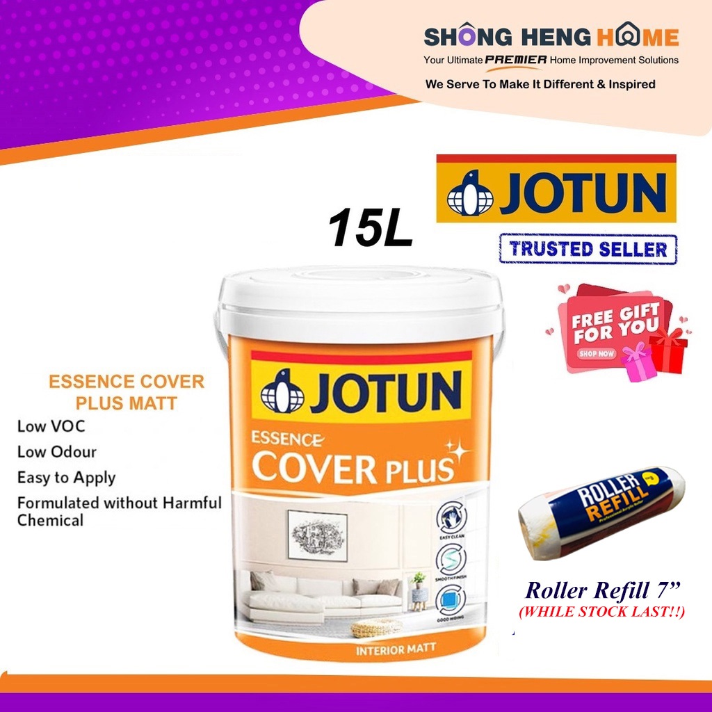 15L JOTUN Essence Cover Plus Matt (CAT DALAM/INDOOR/ 内墙涂料) TIDAK KILAT ...