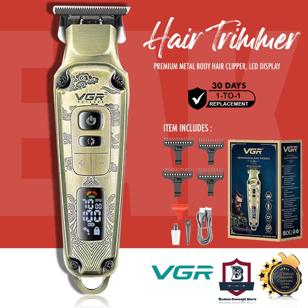 VGR V-901 Premium Metal Housing Hair Clipper Display powder metallurgic Blade 5500-7000 RPM 4 ...