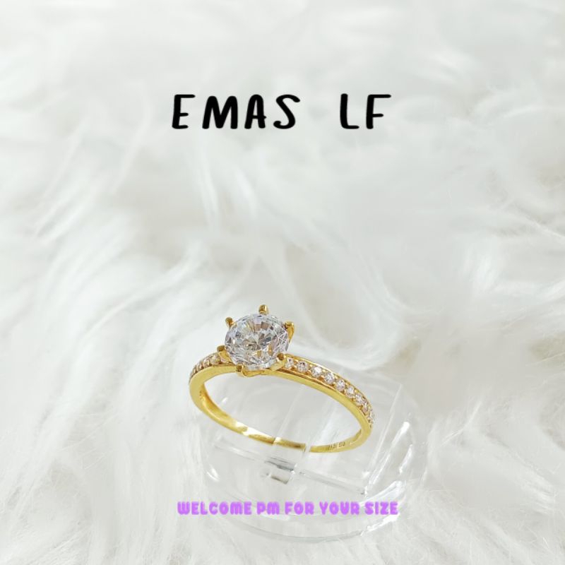 LF Emas 916 Original Cincin / Ring Solitaire Batu Ready Stock | Shopee ...