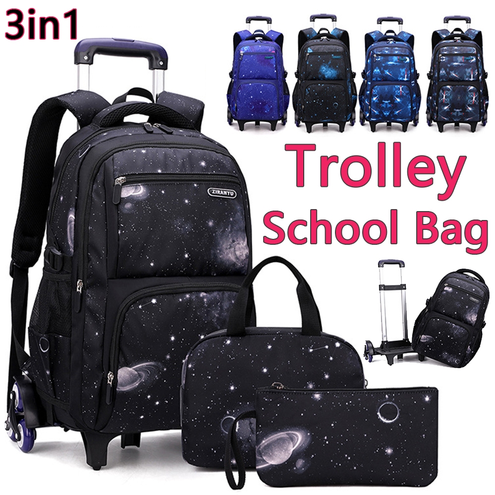 3PCS/Set Trolley School Bag 6 Wheels Middle Primary Sekolah Beg Roda ...