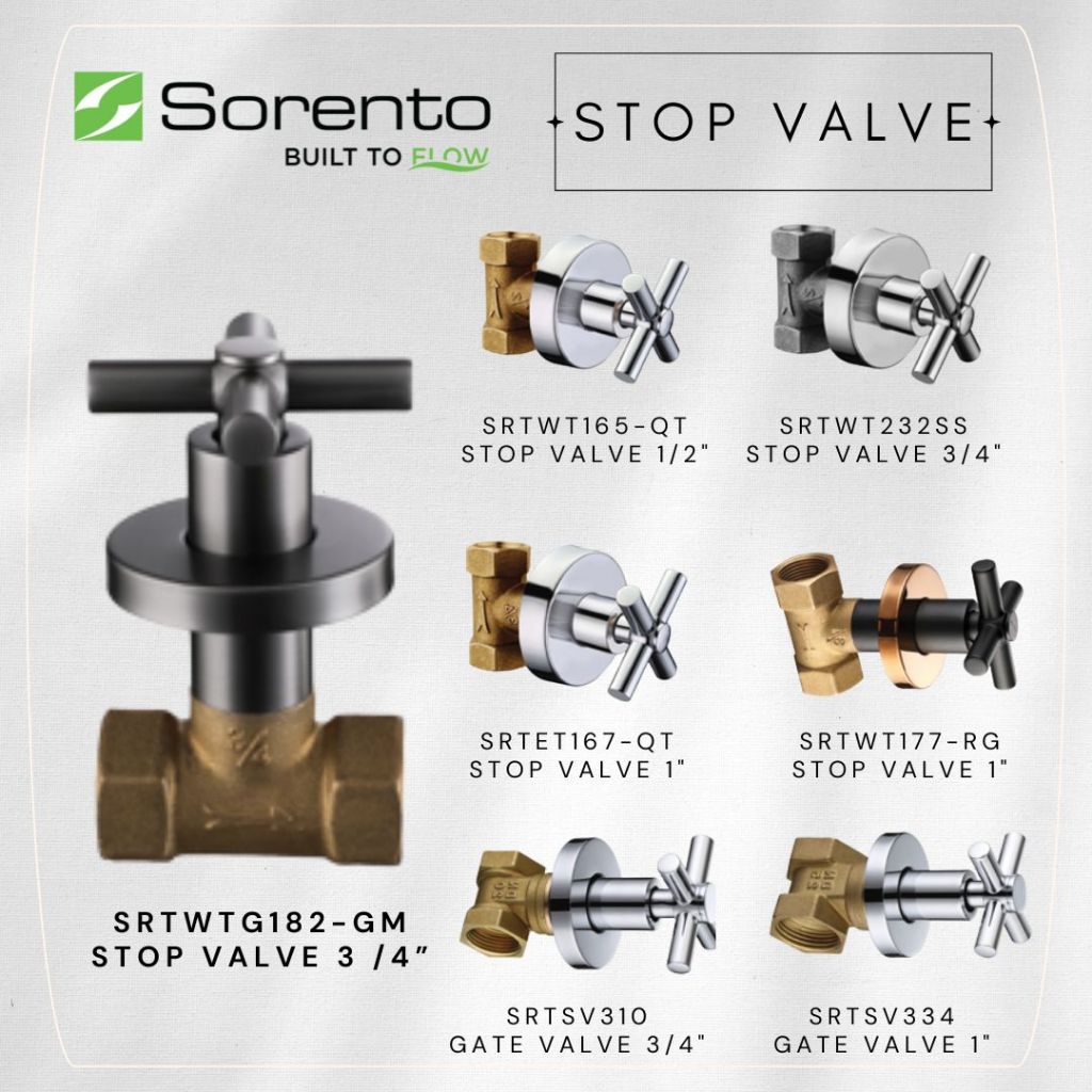 SORENTO Stainless Steel/Brass Quarter Full Turn Gate Valve Shower Stop ...