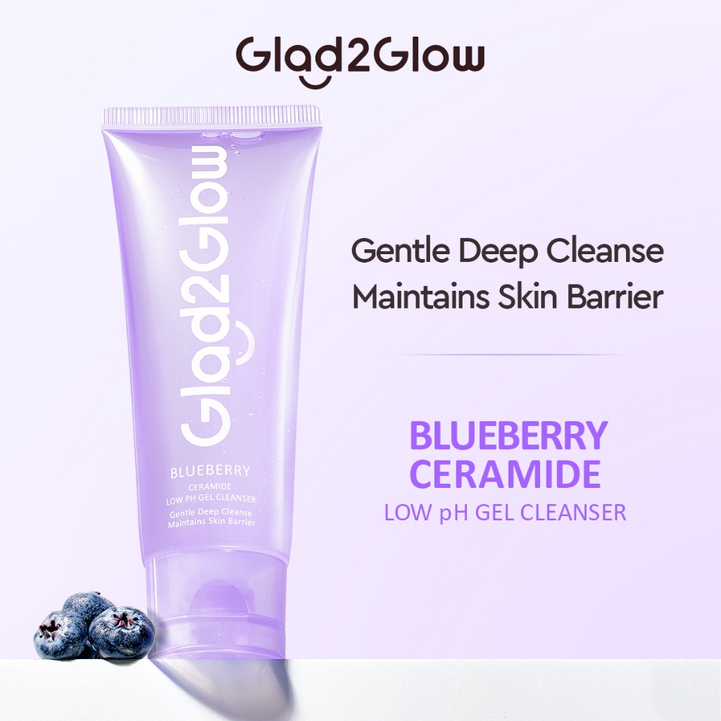 Glad2Glow Blueberry Ceramide Low Ph Gel Cleanser Facial Skincare (70ml ...