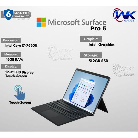 Microsoft Surface Pro 5 | Intel Core i7-7th Gen | 16GB-256GB SSD ...
